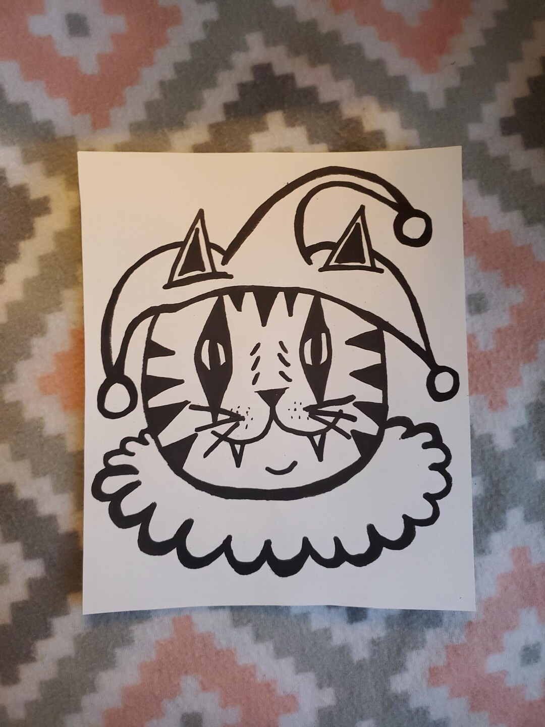Jester Cat Grayscale Tattoo Style Art Print - Etsy