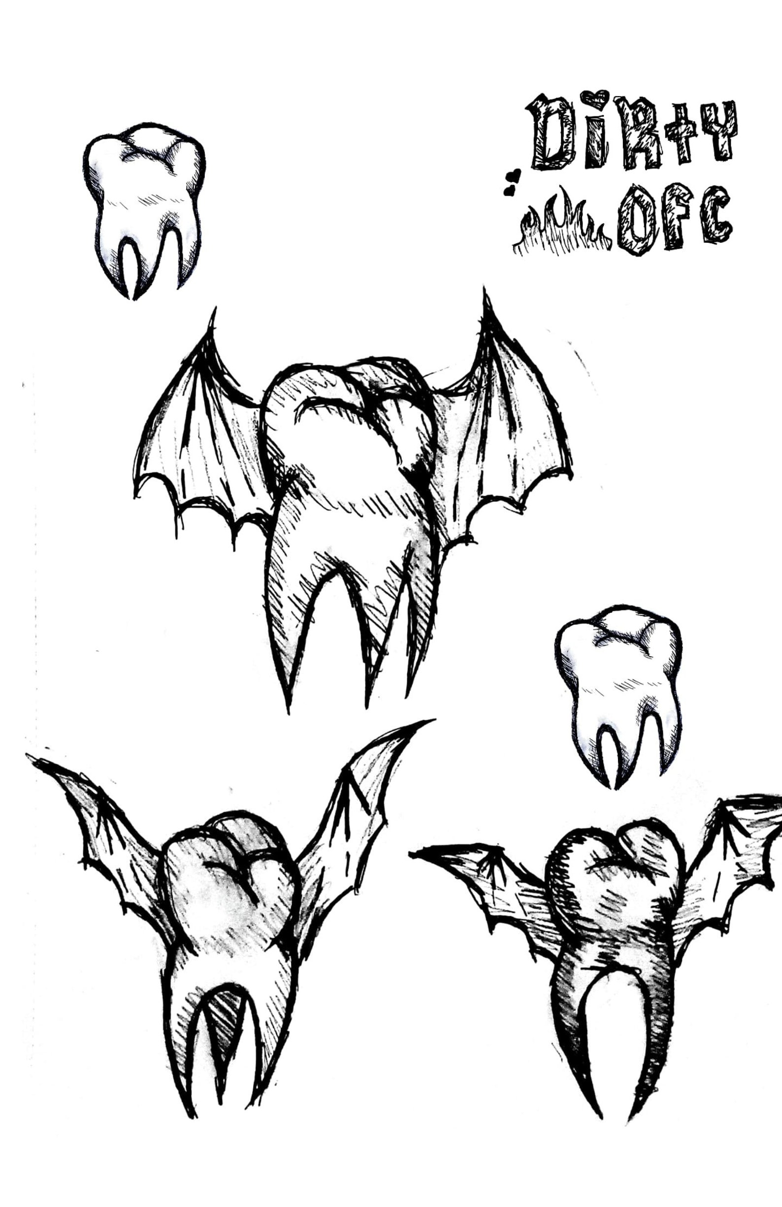 Tooth / Teeth With Wings Tattoo Ticket - Etsy