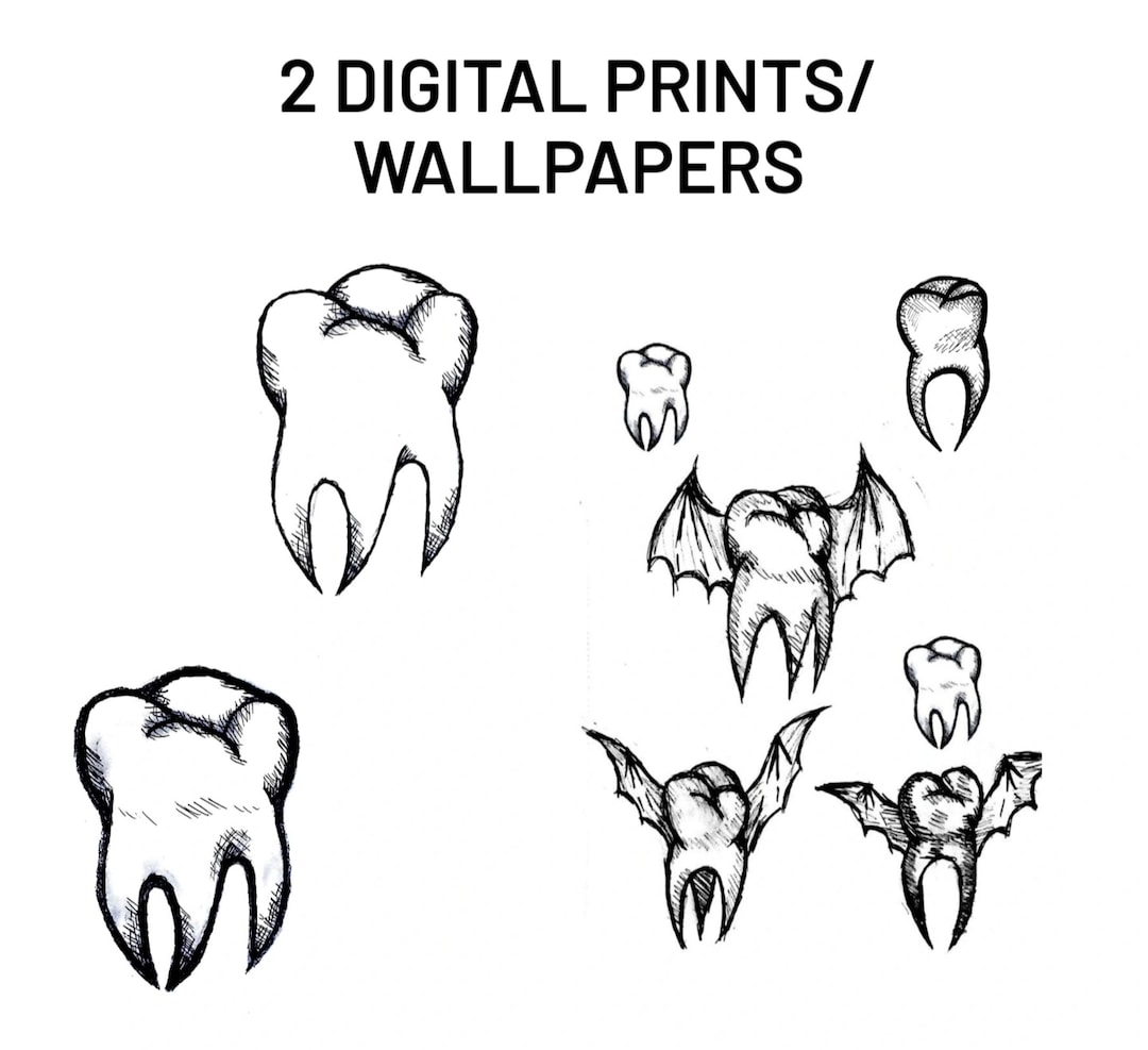 2 Gothic Batwing Teeth Digital Wallpapers / Digital Prints - Etsy