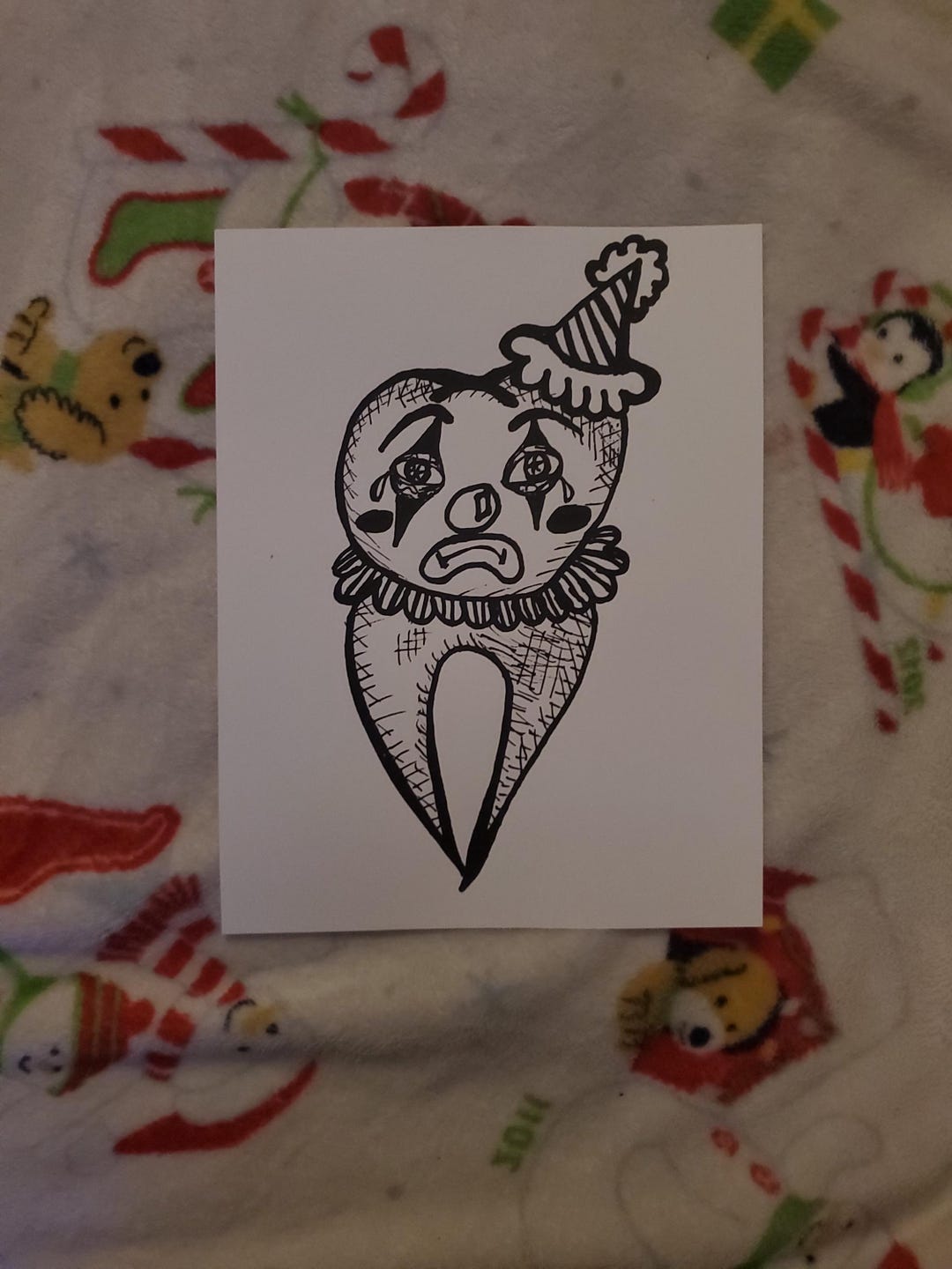 ART PRINT Carnival Cirucs Jester Tooth Clown Greyscale Tattoo Style ...