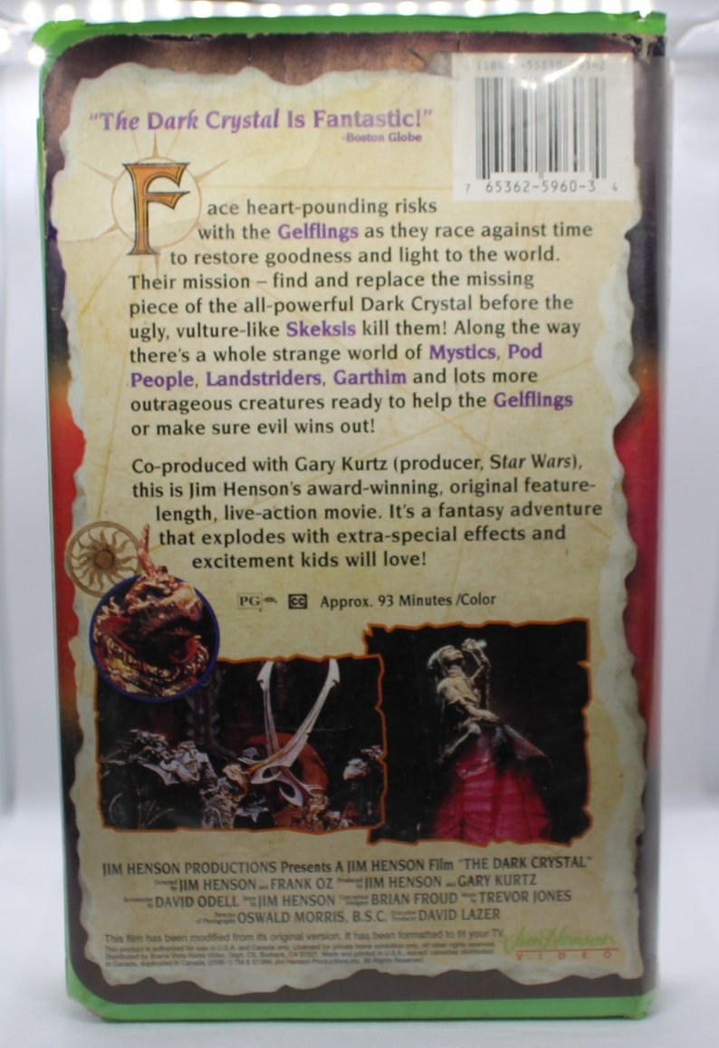 Jim Henson's the Dark Crystal VHS - the Dark Crystal Movie - 1994 VHS ...