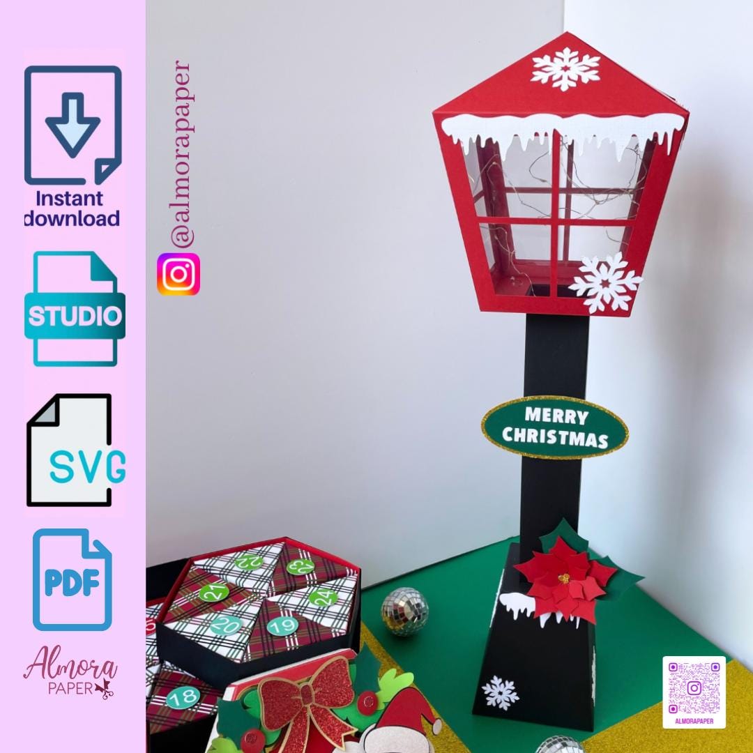 3D Christmas Lamp Post. Svg and Studio for Cricut and Cameo / A4 PDF ...