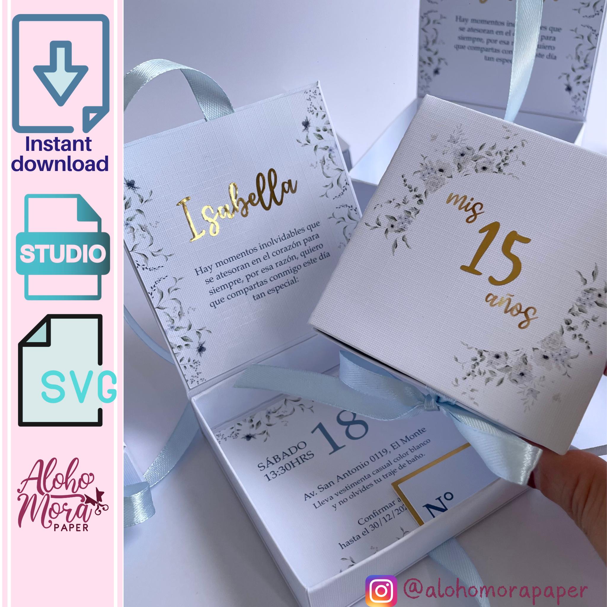 Invitation Box Template SVG and Studio for Cricut and Cameo / Birthday ...