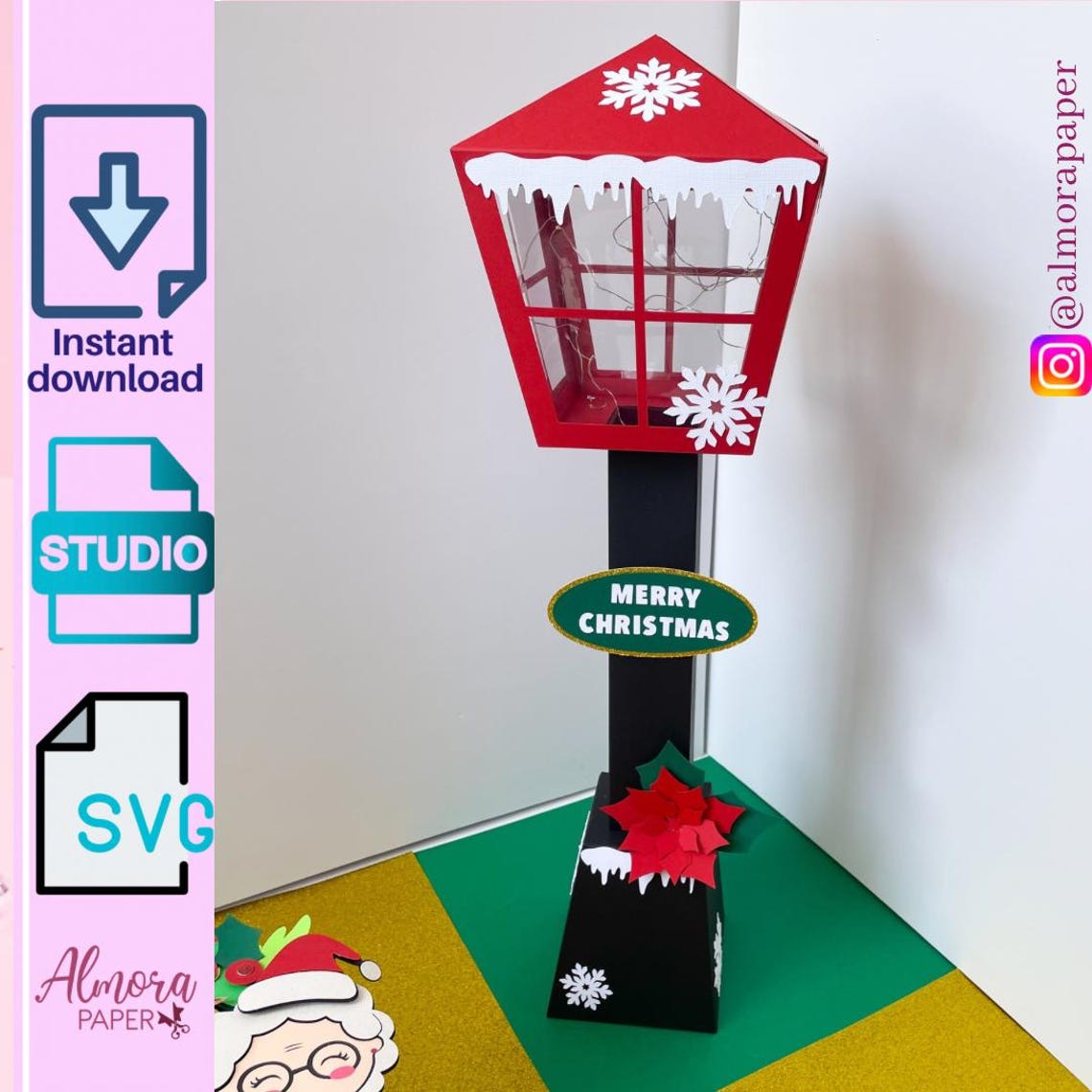3D Christmas Lamp Post. Svg and Studio for Cricut and Cameo / A4 PDF ...