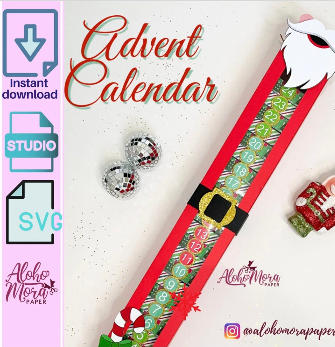 Advent Calendar Template. Svg and Studio for Cricut and Cameo/ Advent ...
