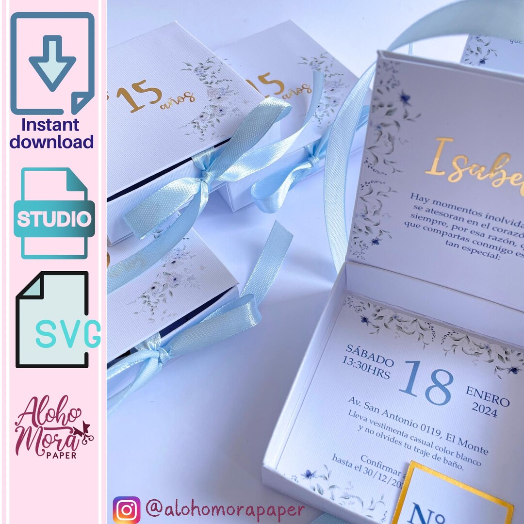 Invitation Box Template SVG and Studio for Cricut and Cameo / Birthday ...