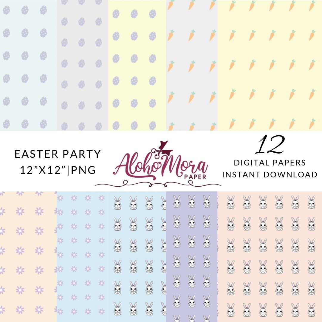 12 Pastel Easter Digital Papers/set of 12 Papers. PNG Files, Quality ...