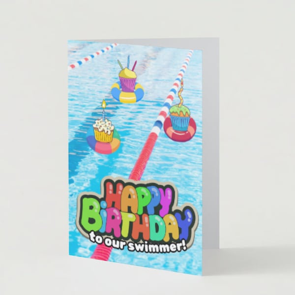 Swim Birthday Card - Etsy