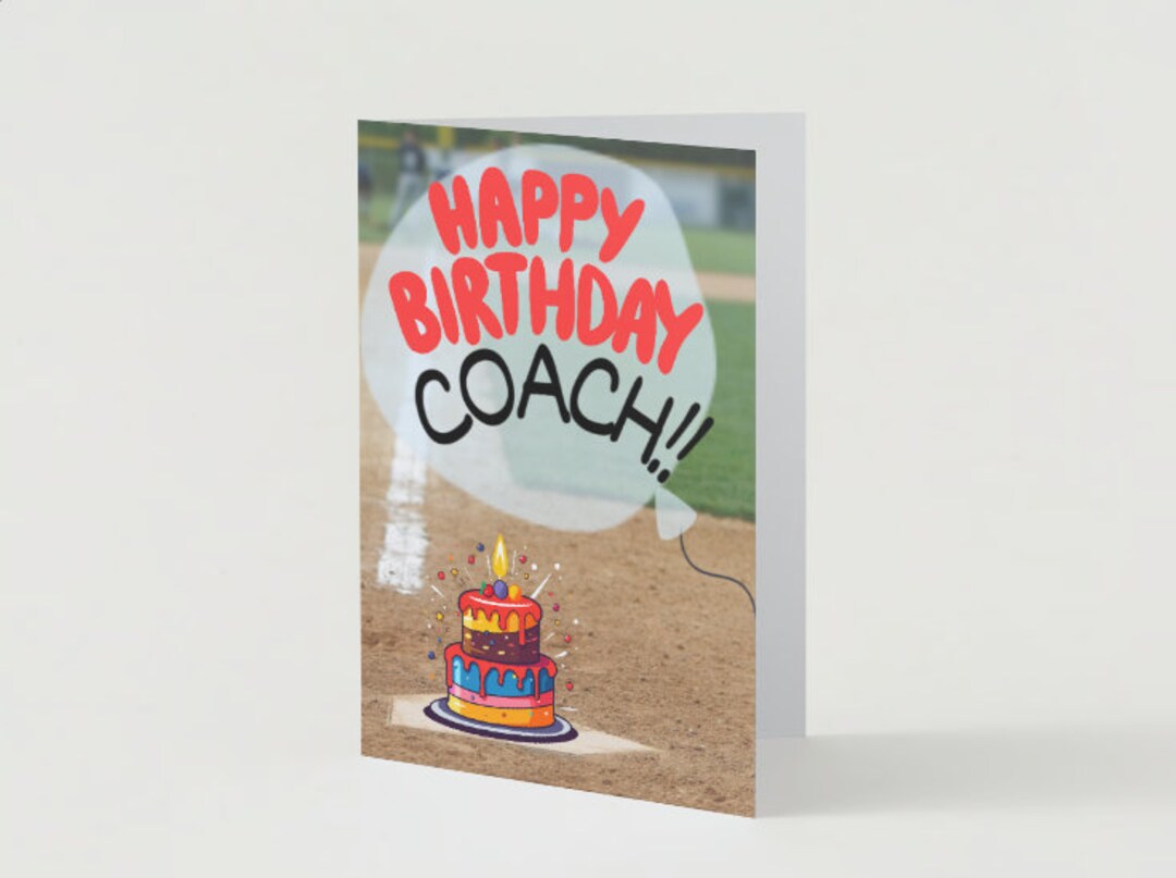 Baseball Softball Happy Birthday Coach Greeting Card - Etsy
