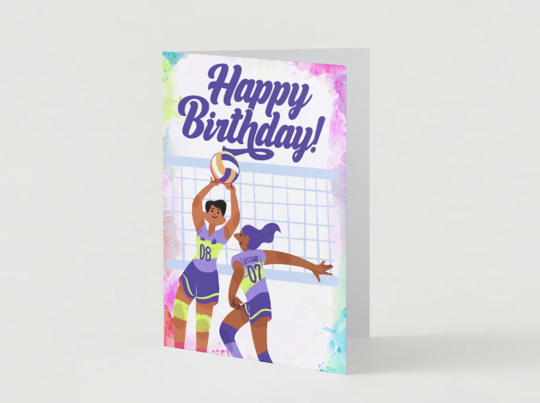 Volleyball Girl Birthday Greeting Card - Etsy