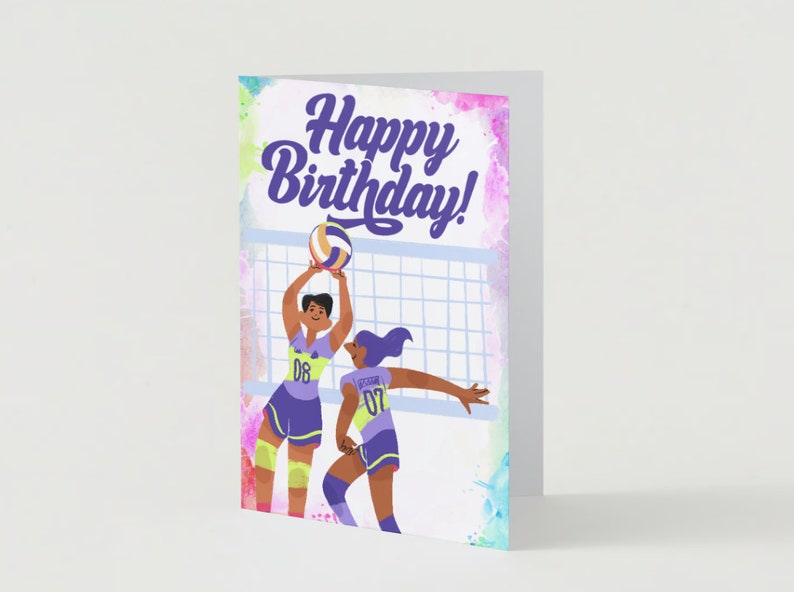 Volleyball Girl Birthday Greeting Card - Etsy