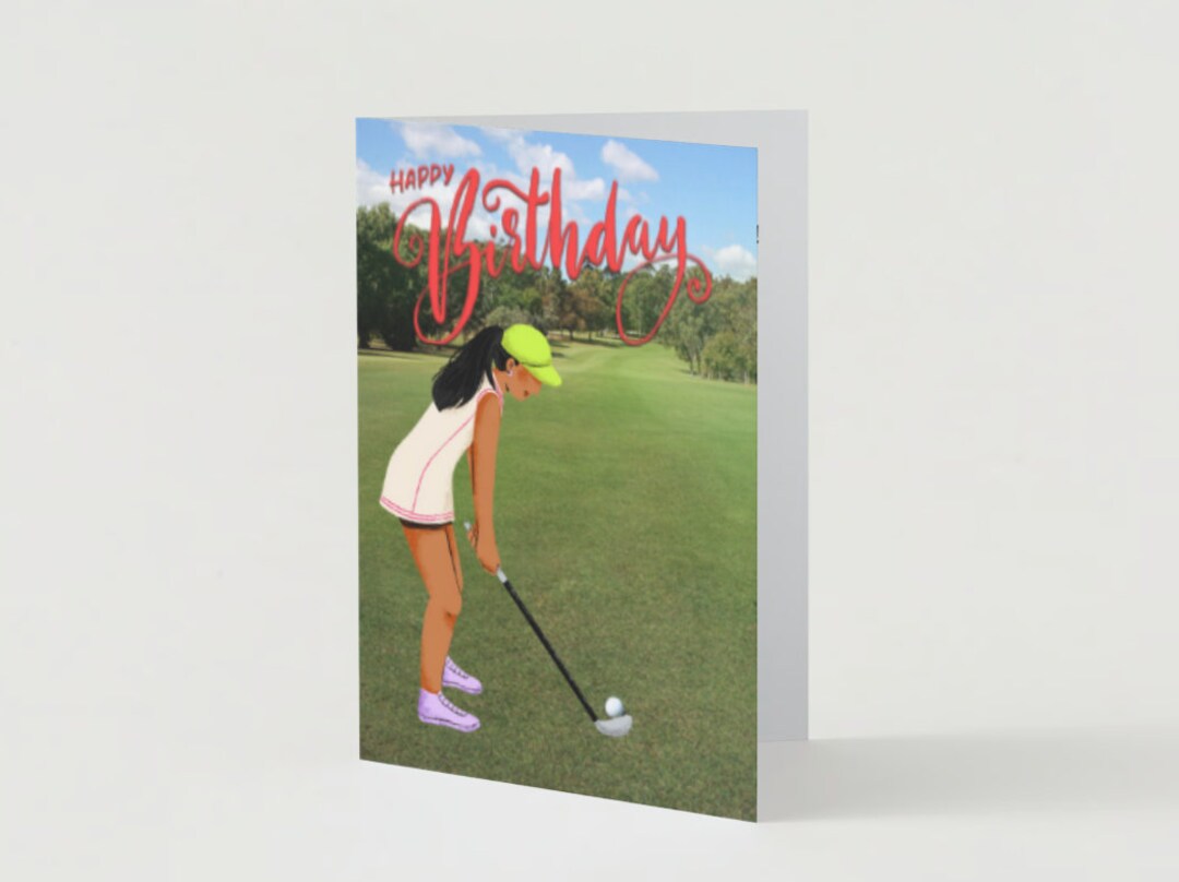 Golf Girl Birthday Greeting Card - Etsy