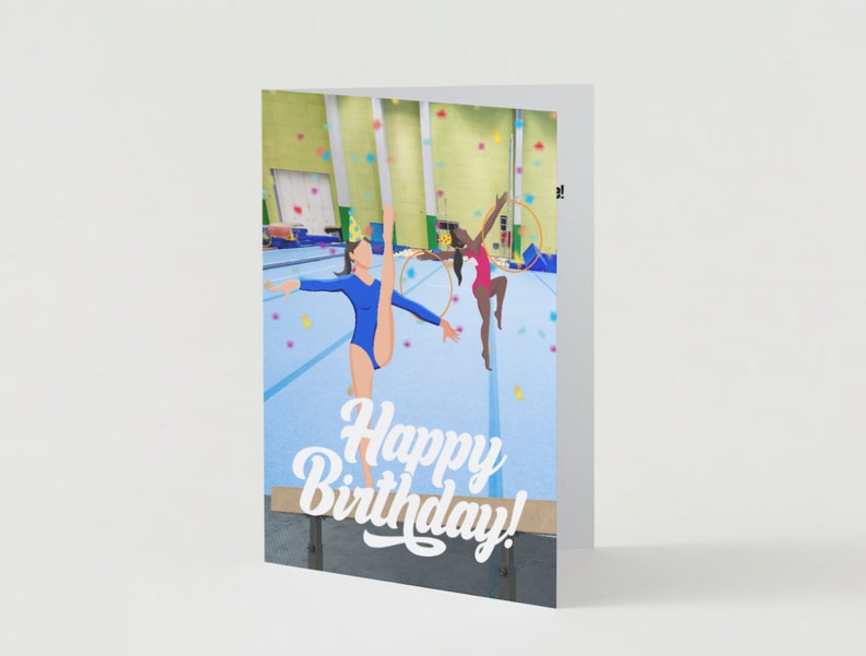 Gymnastics Girl Birthday Greeting Card - Etsy