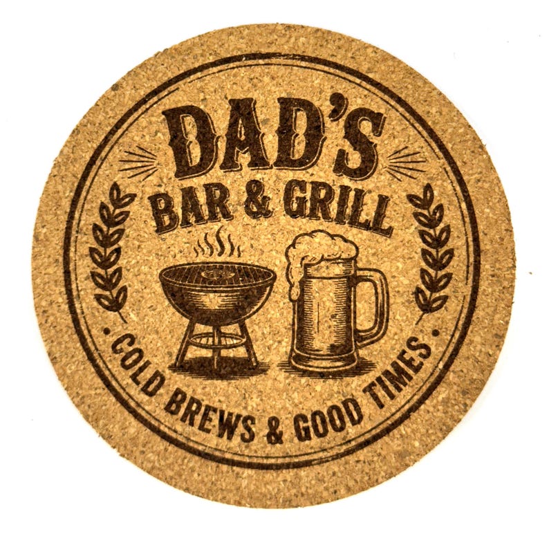 BBQ Cork Coasters – Dad’s Bar & Grill Gift With Vintage Beer Design - Etsy