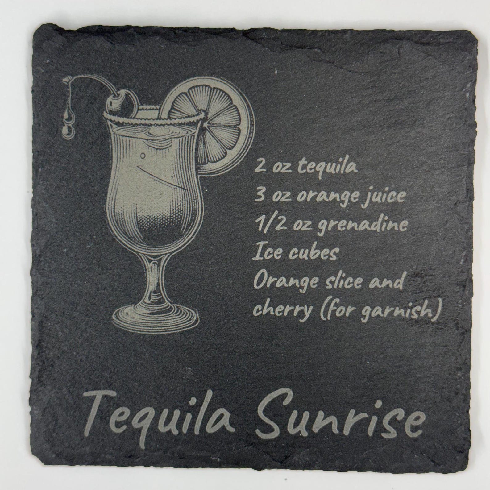 4 Different Cocktail Recipe Slate Coasters – Laser Engraved With Iconic ...
