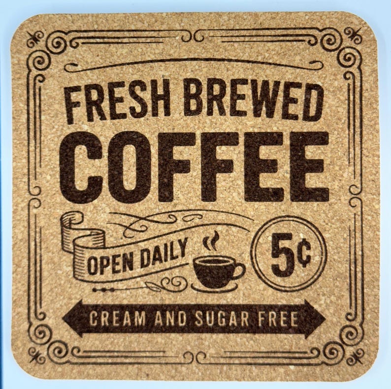 Vintage Coffee Shop Coasters – Pick Any 4 or More – Rustic Café Cork ...