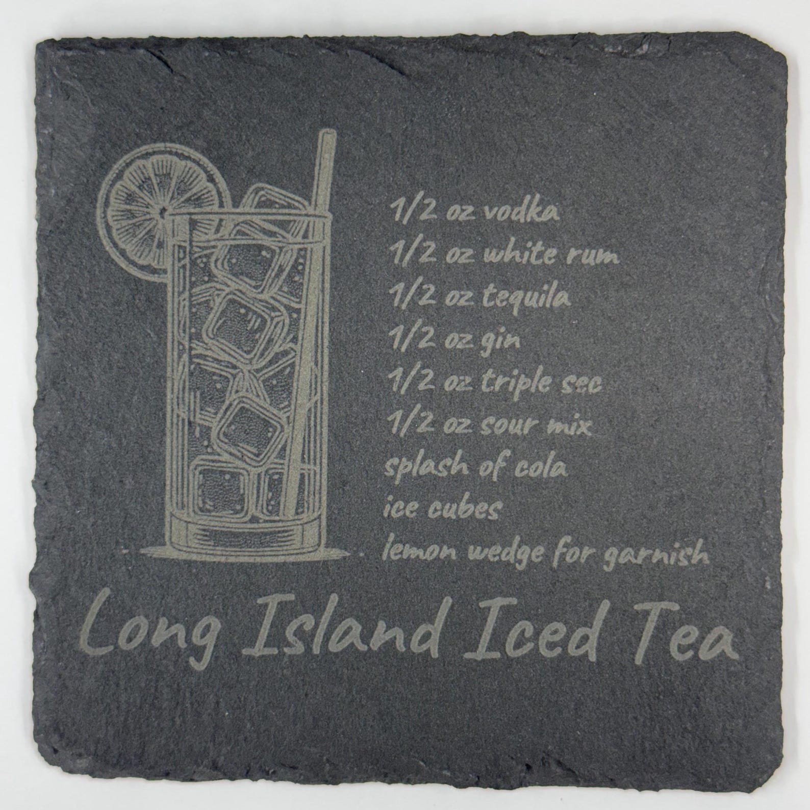 4 Different Cocktail Recipe Slate Coasters – Laser Engraved With Iconic ...