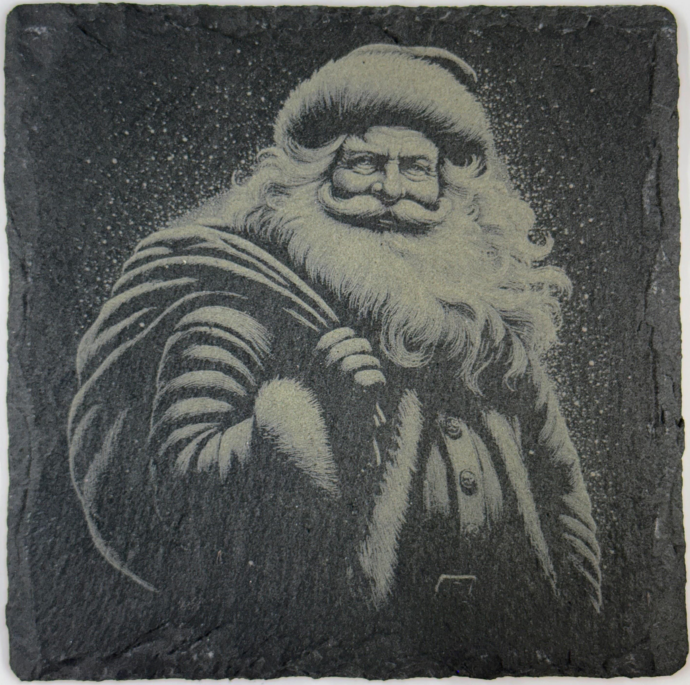 Classic Santa Claus Series – Laser Engraved Christmas Slate Coasters ...