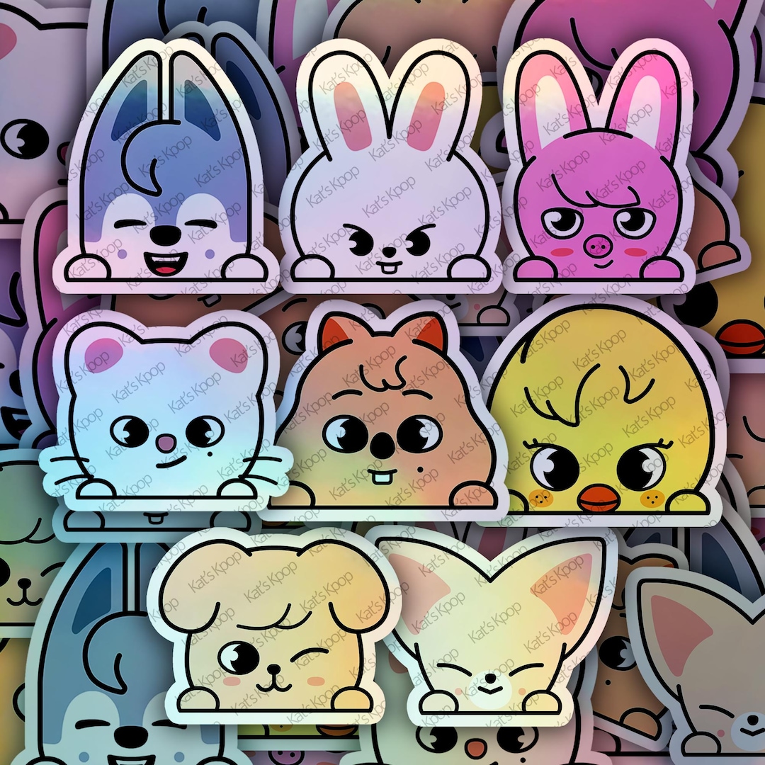 Skzoo Peeker Holographic Stickers Stray Kids Characters 2-inch Water ...