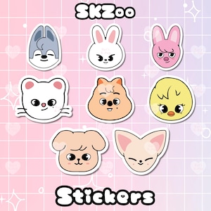 Stray Kids SKZOO Stickers 2-inch Kpop Stickers Water Resistant Glossy ...