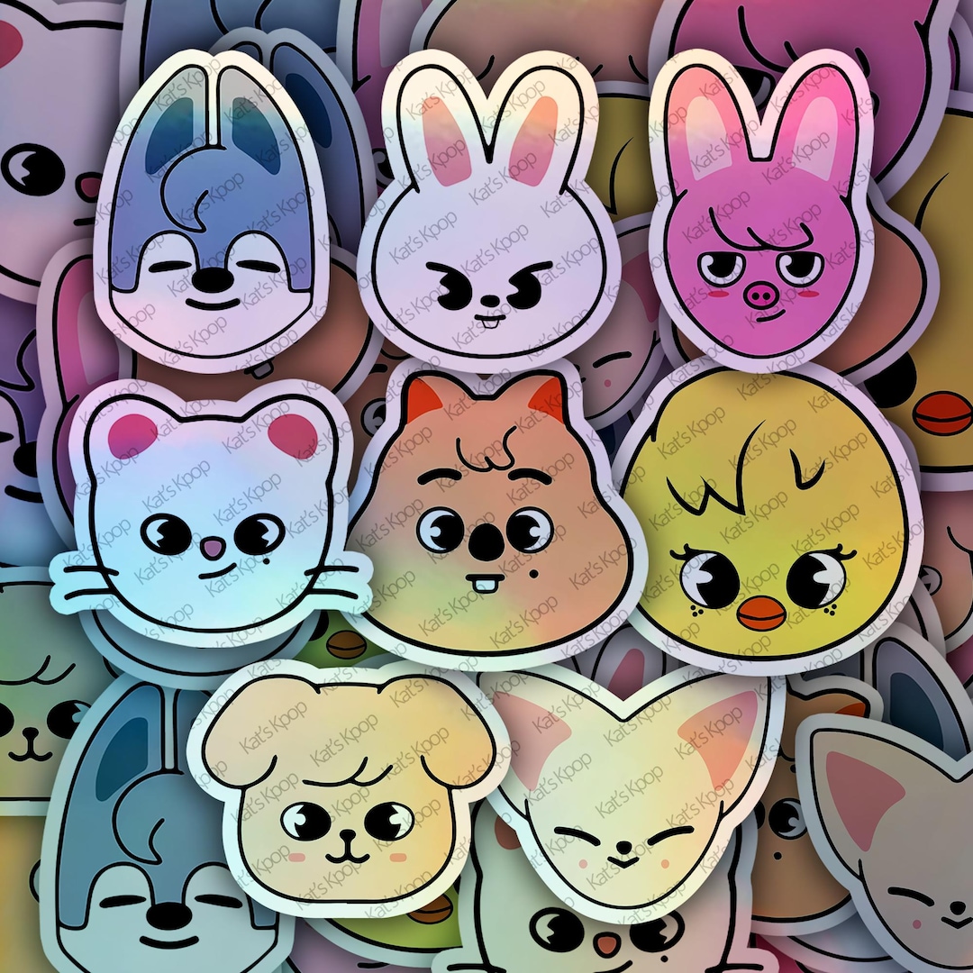 Skzoo Holographic Stickers Stray Kids Characters 2-inch Water-resistant ...