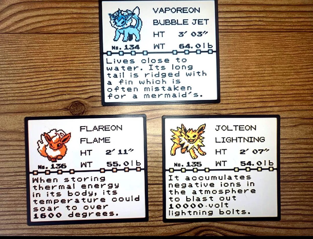 Eeveelutions Pokédex Entrees - Etsy