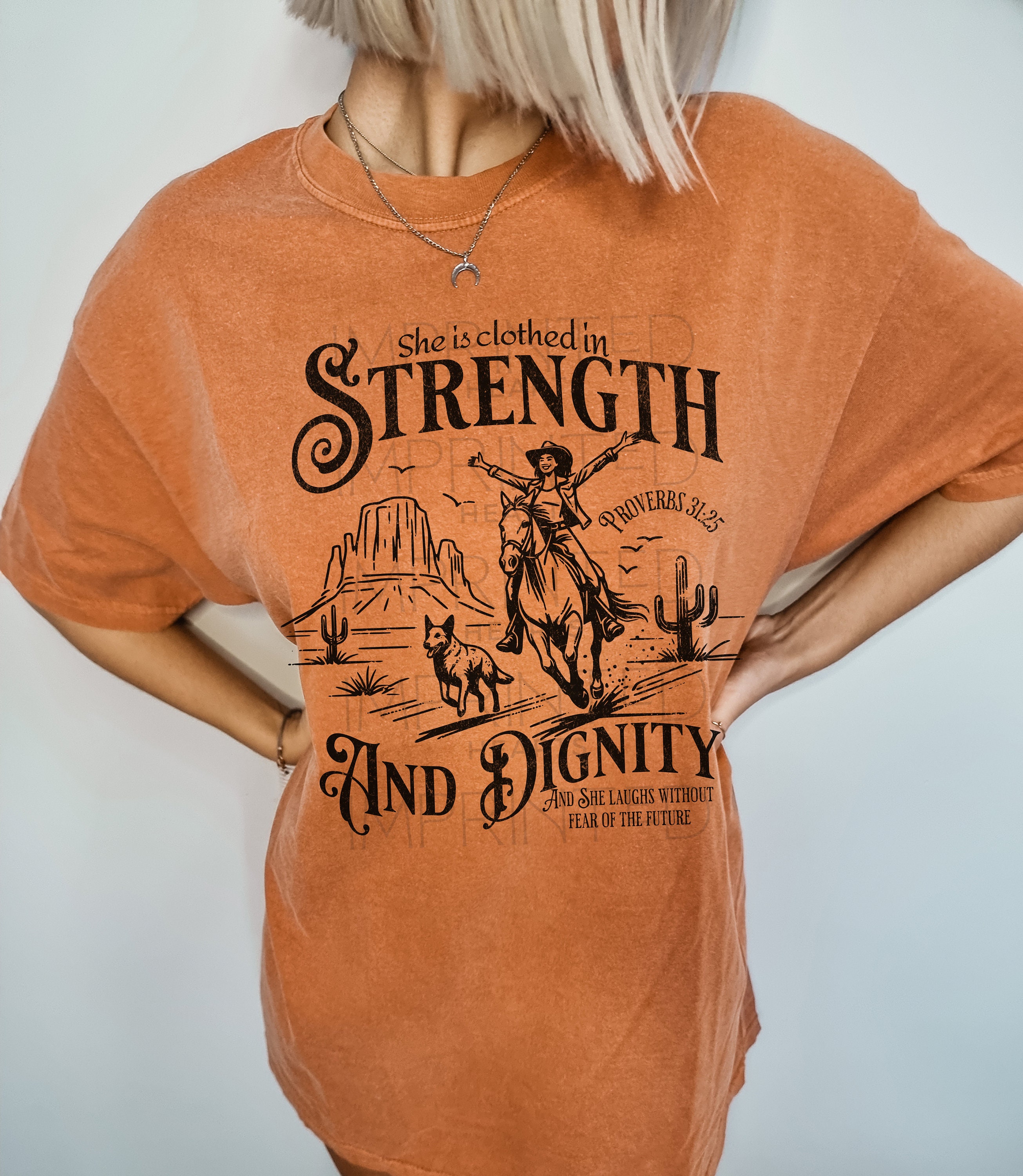 Christian Western PNG Sublimation Designs She is Clothed in Strength ...