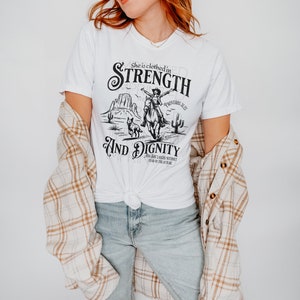 Christian Western PNG Sublimation Designs She is Clothed in Strength ...