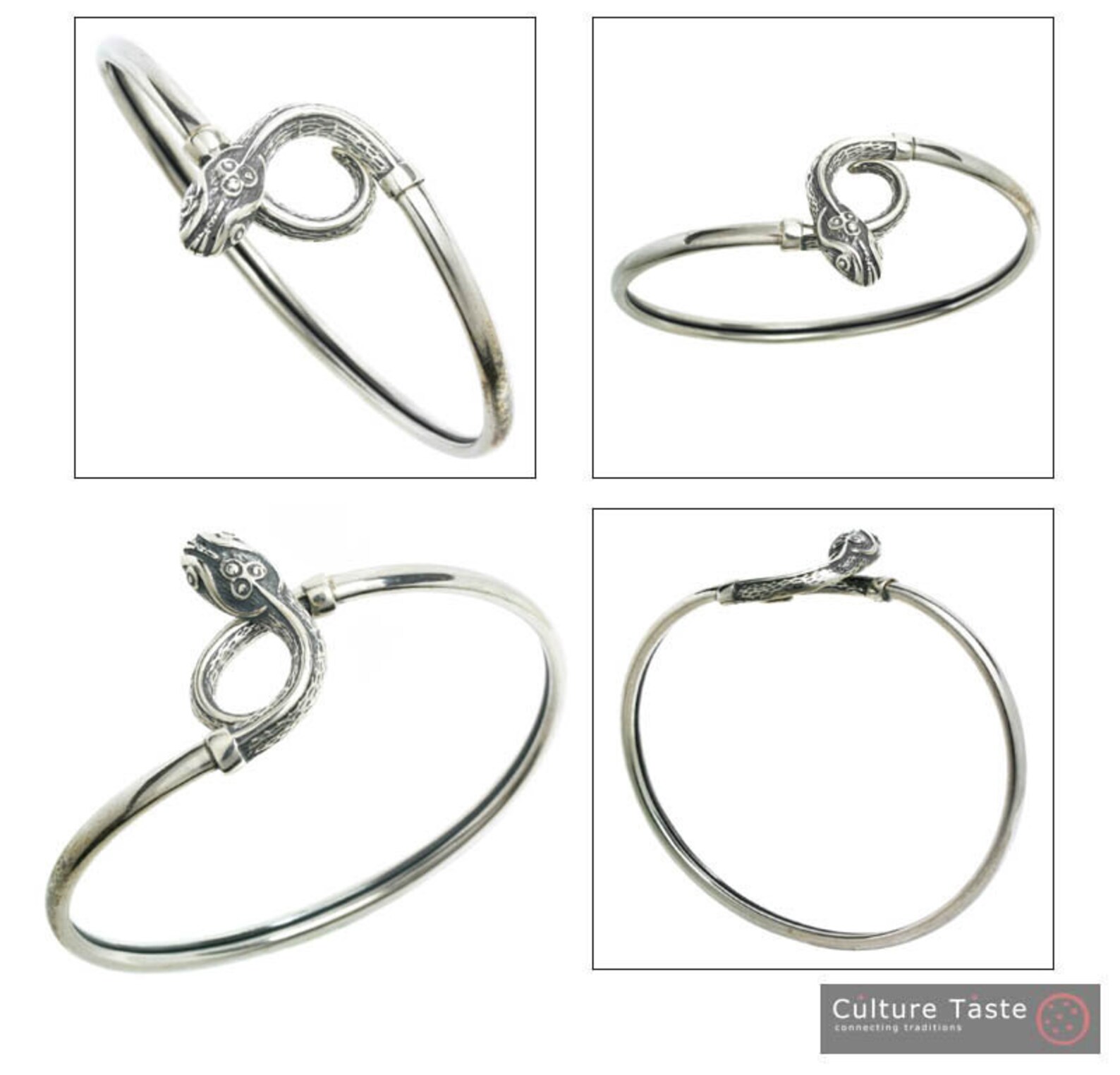 Snake-serpent Sterling Silver Bracelet - Etsy