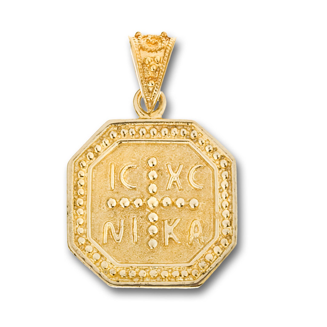 14K Solid Gold Conqueror's Cross Constantinato Octagon Pendant - Etsy