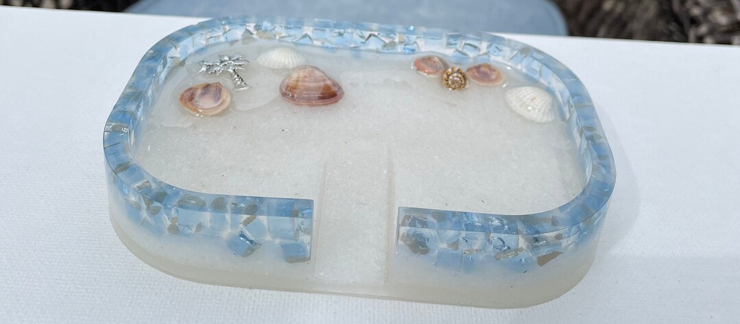 Soap Dish With Charleston, SC Atlantic Ocean Sea Shells, Shiny Blue ...