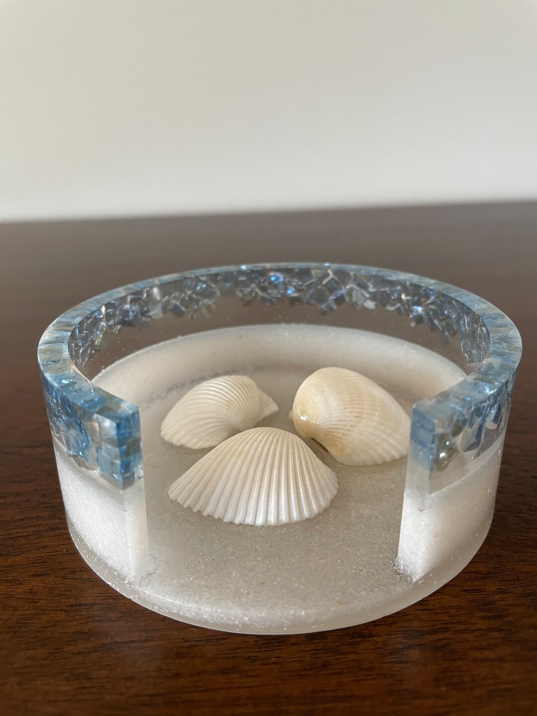 Soap Dish With Charleston SC Atlantic Ocean Sea Shells, Blue Glass, and ...