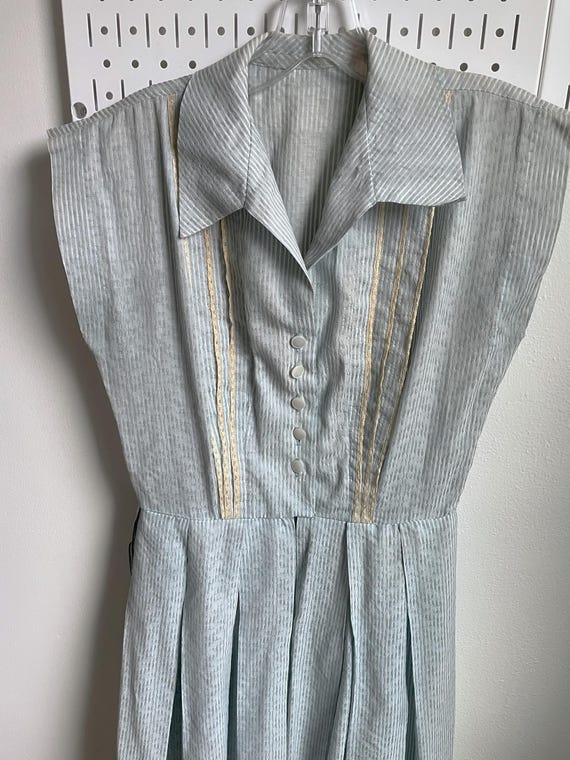 1950s Striped Shirt Dress with Lace Details and Box P… - Gem