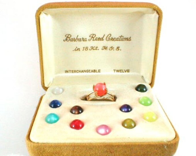 Vintage Barbara Reed Interchangeable Thermoset Moonglow Ring 12 Changes ...