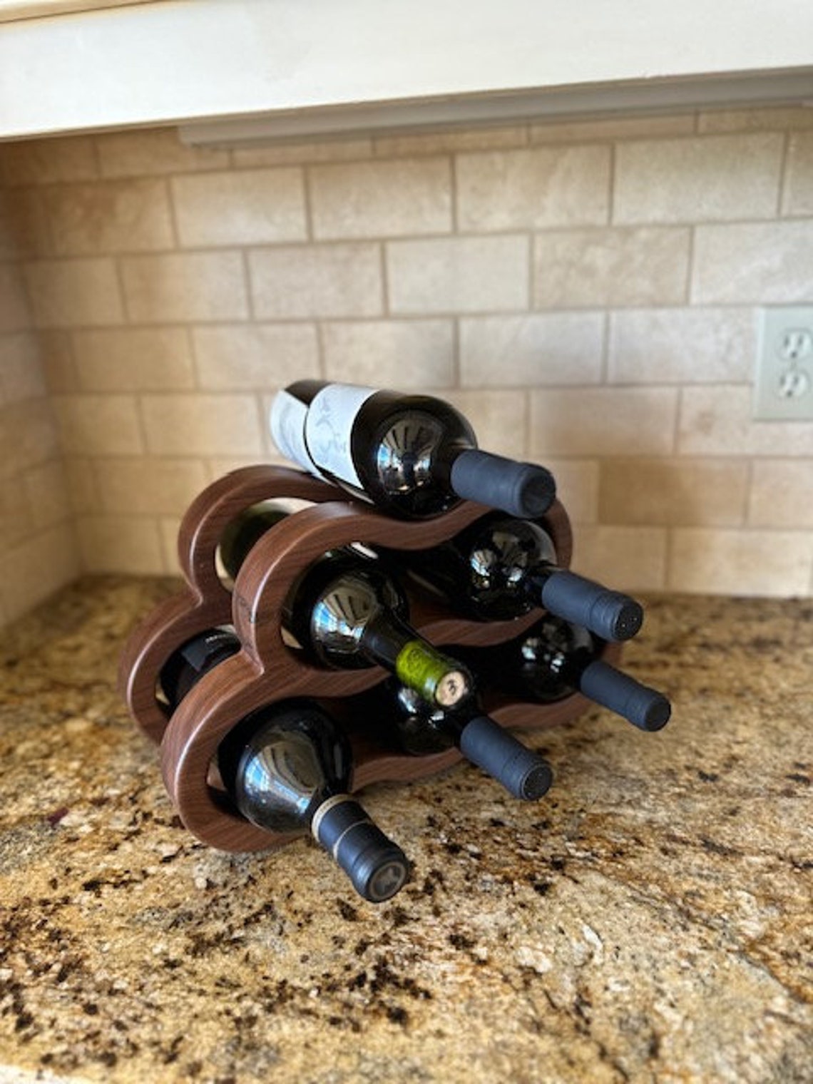 Wine Rack, 6 Bottle Counter Style, Black Walnut, Handcrafted, Solid ...
