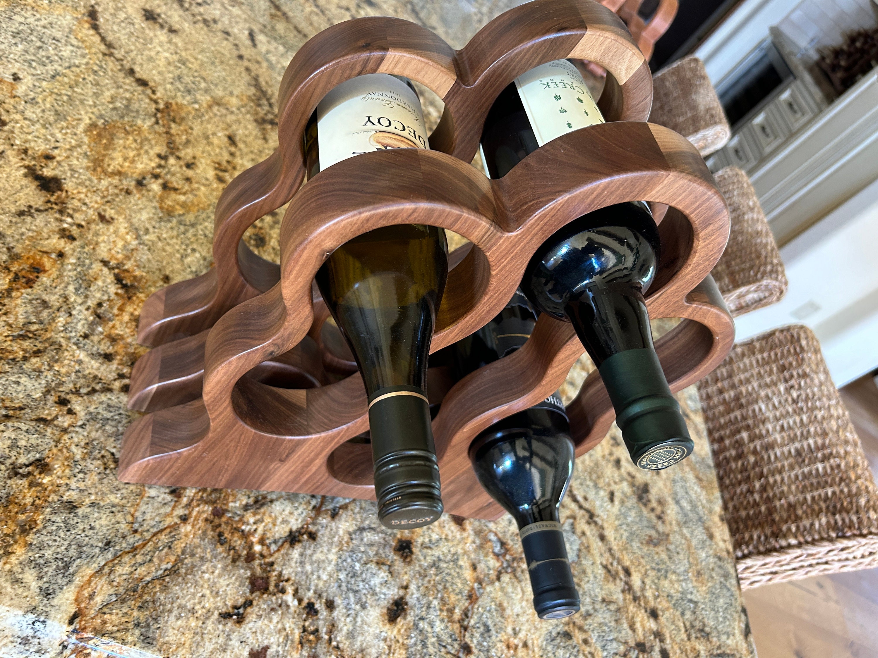 Wine Rack, 7 Bottle Counter Style, Black Walnut, Handcrafted, Solid ...