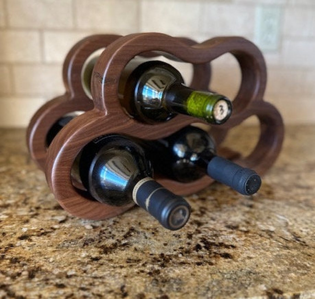 Wine Rack, 6 Bottle Counter Style, Black Walnut, Handcrafted, Solid ...