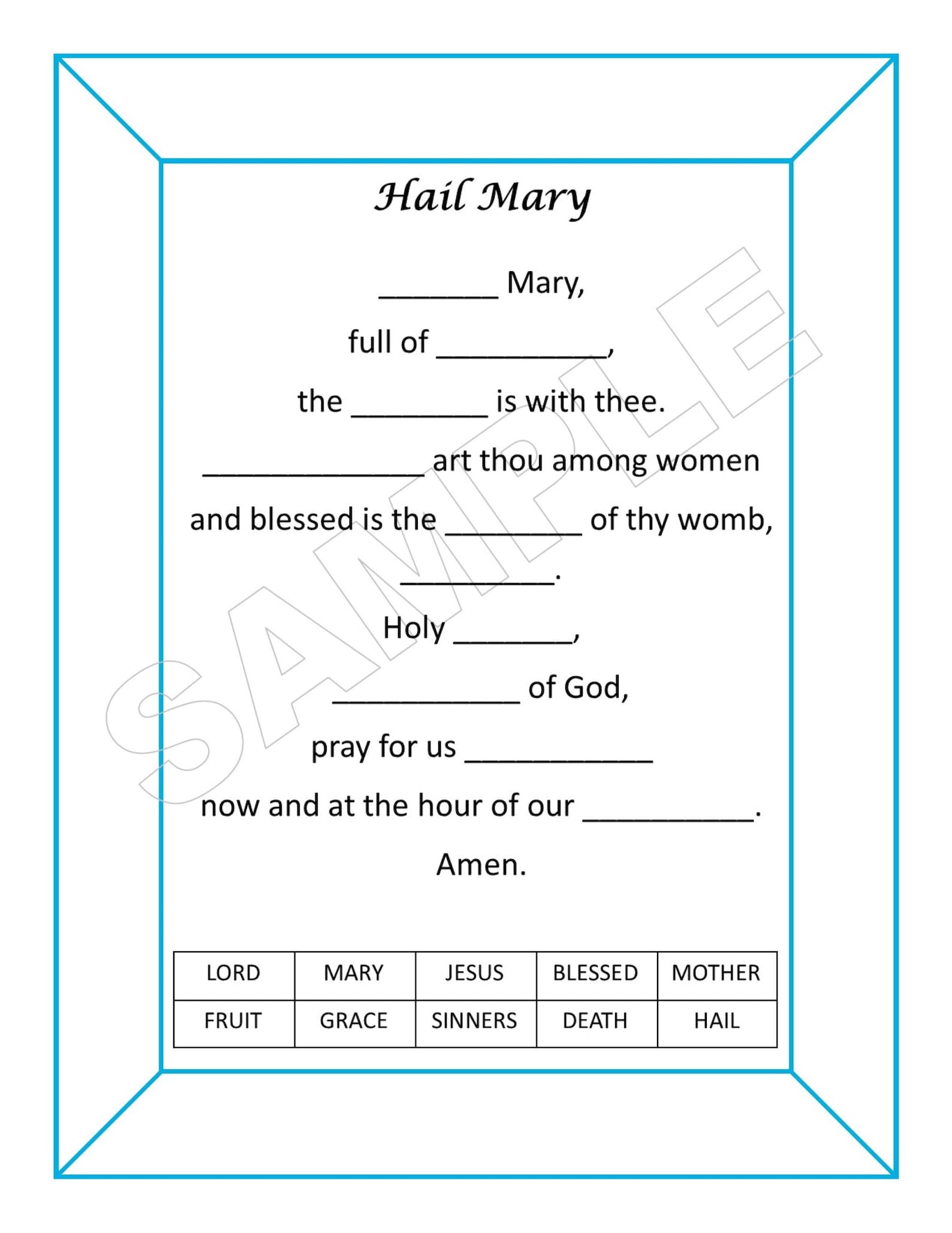 10 Basic Catholic Prayers, Printable Fill-in-the-blank Worksheets With ...