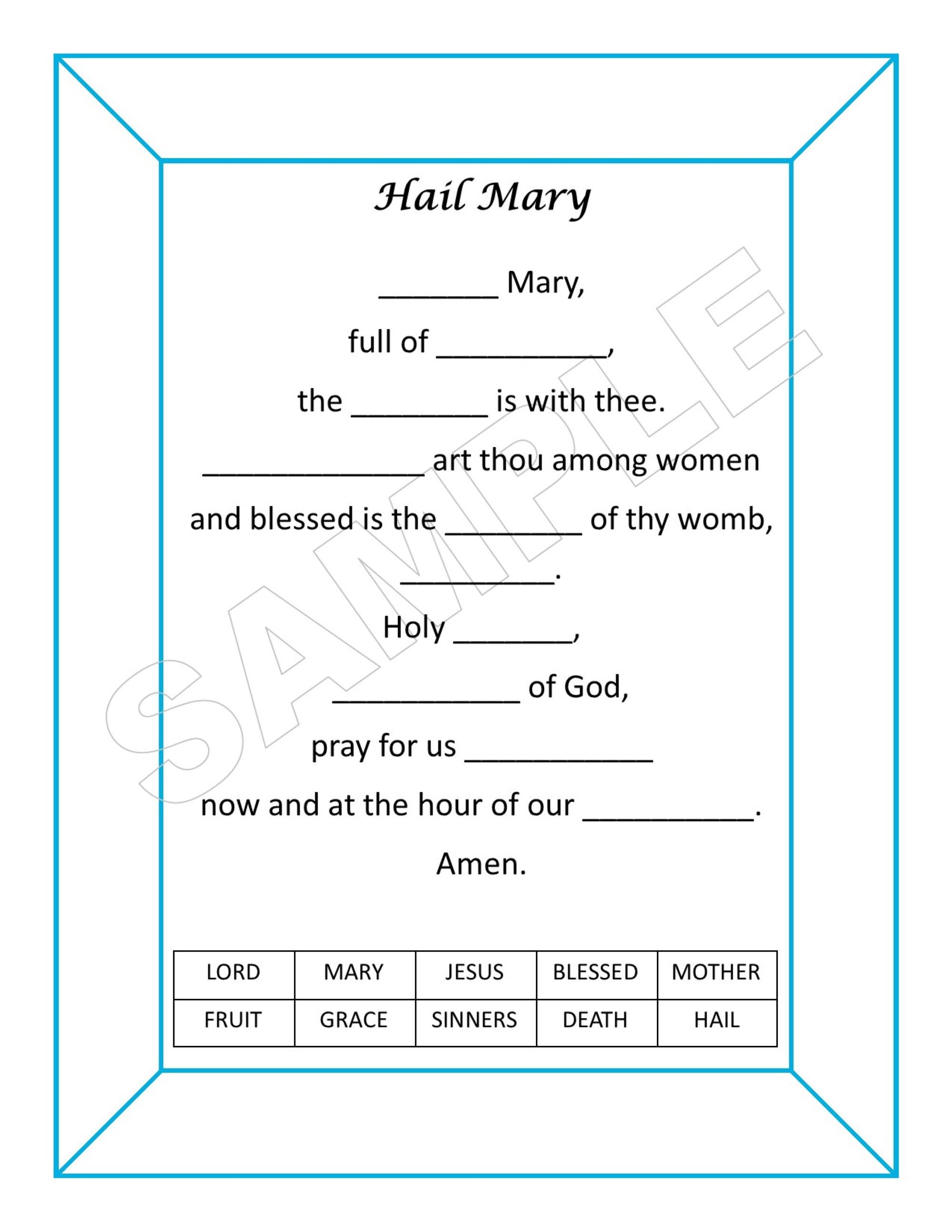 10 Basic Catholic Prayers, Printable Fill-in-the-blank Worksheets With ...
