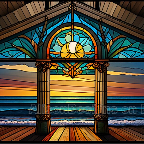 Beach Stained Glass - Etsy