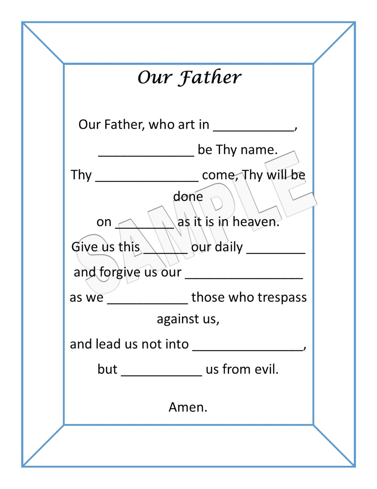 10 Basic Catholic Prayers, Printable Fill-in-the-blank Worksheets With ...