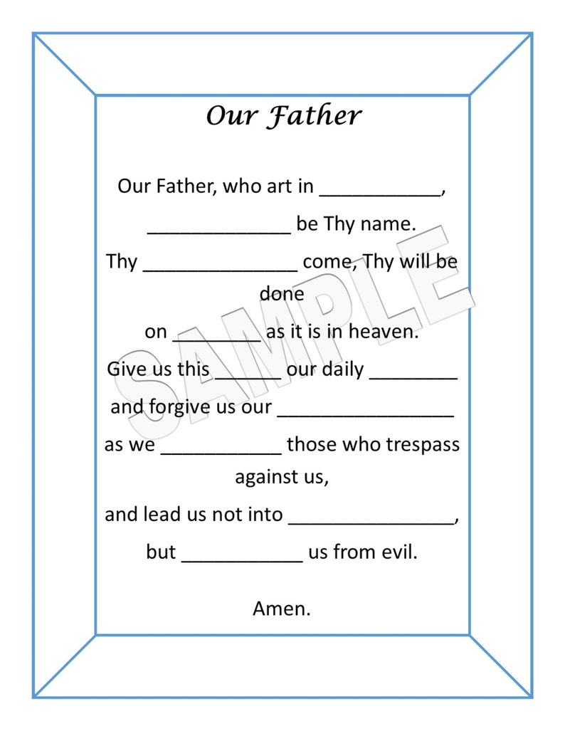 10 Basic Catholic Prayers, Printable Fill-in-the-blank Worksheets With ...