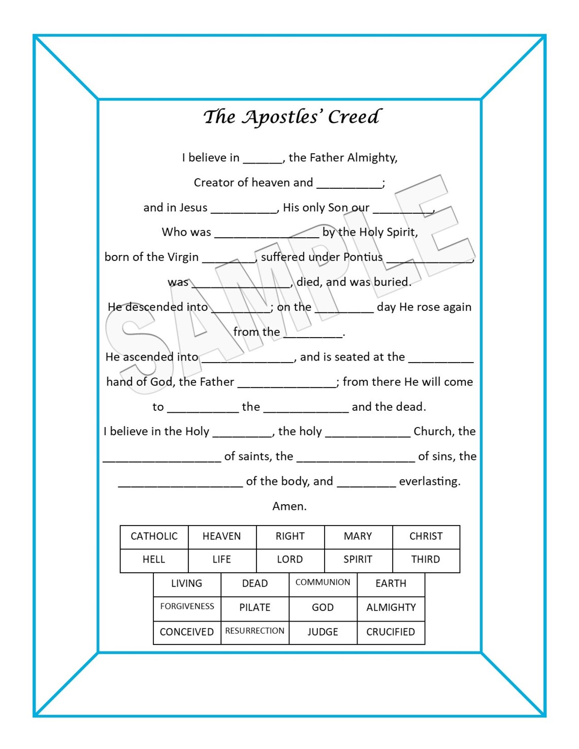 10 Basic Catholic Prayers, Printable Fill-in-the-blank Worksheets With ...