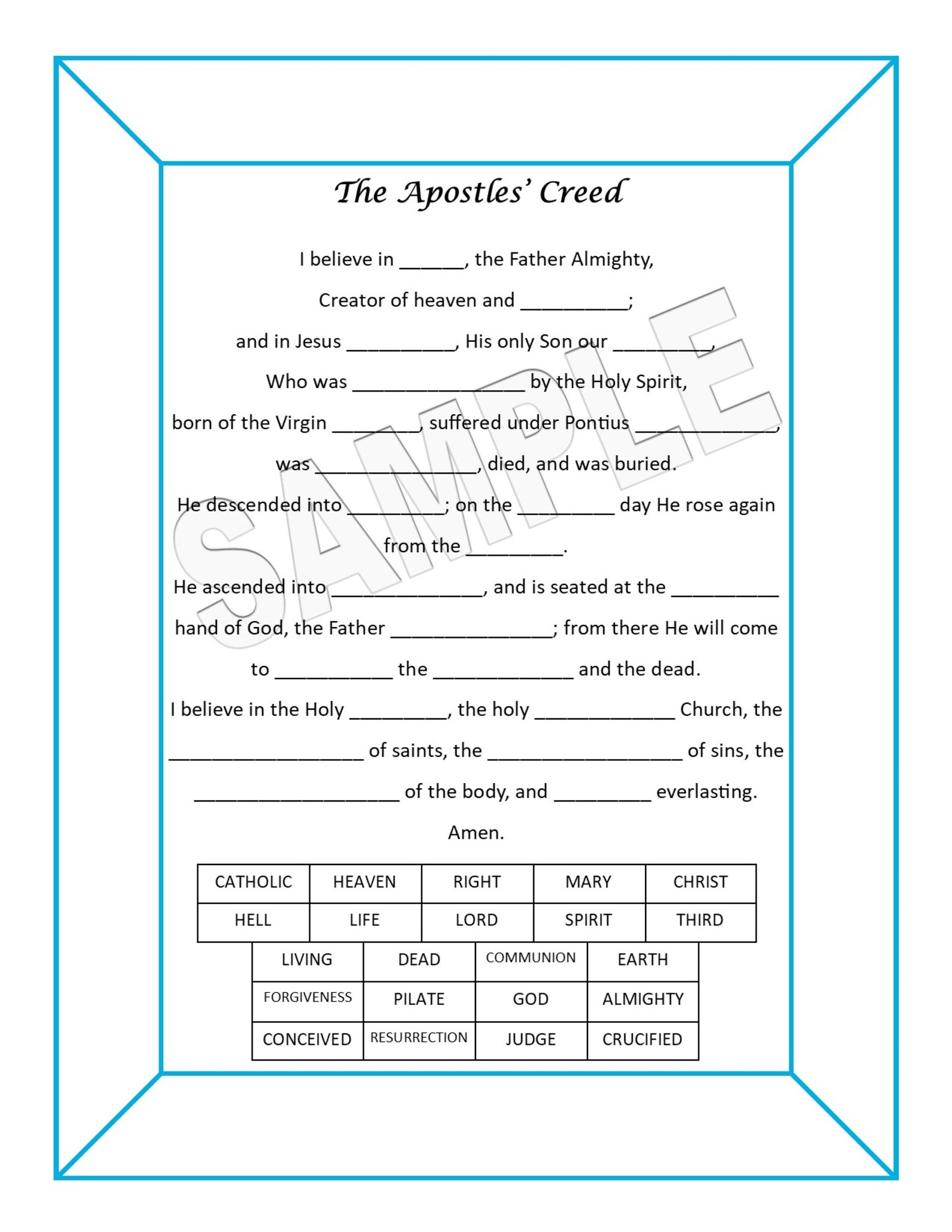 10 Basic Catholic Prayers, Printable Fill-in-the-blank Worksheets With ...