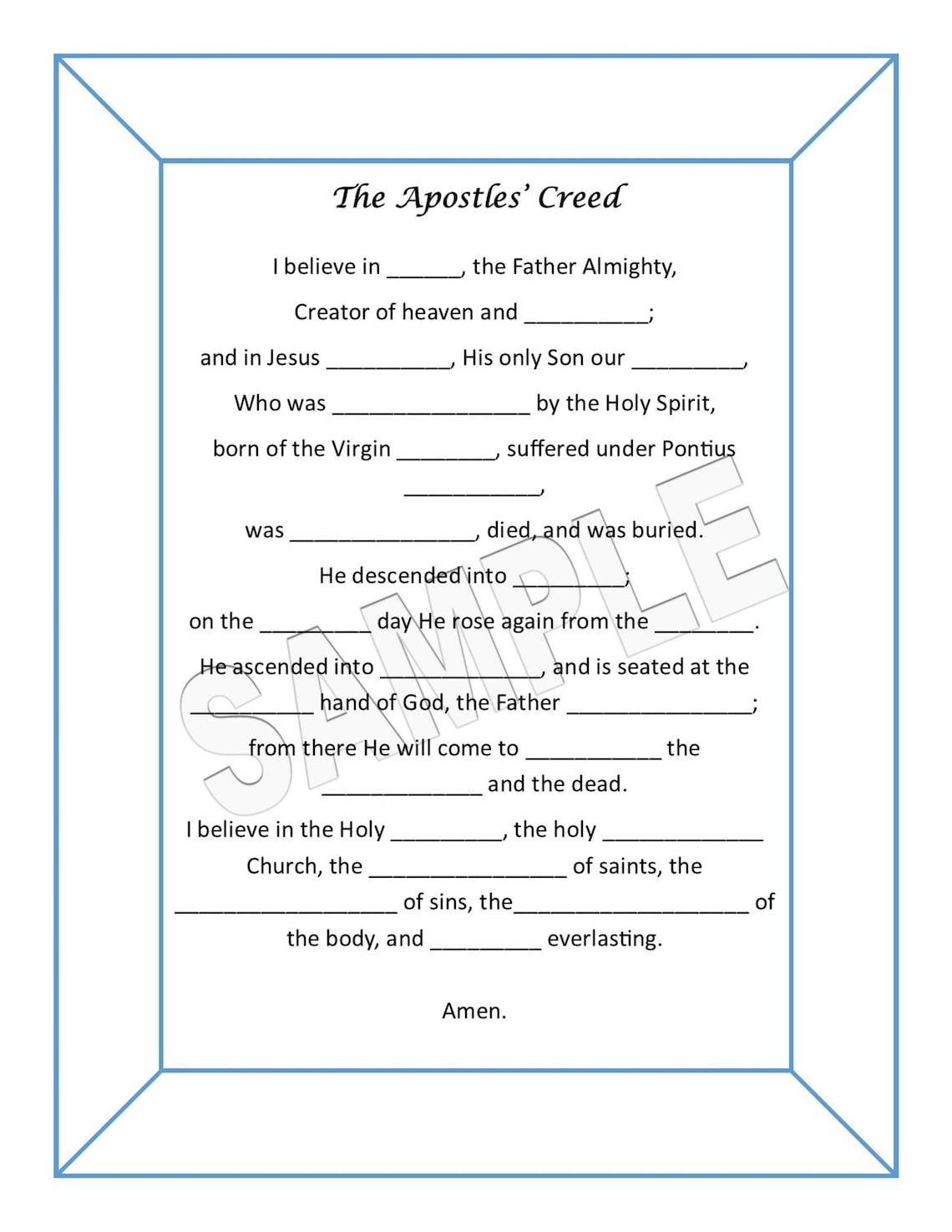 10 Basic Catholic Prayers, Printable Fill-in-the-blank Worksheets With ...
