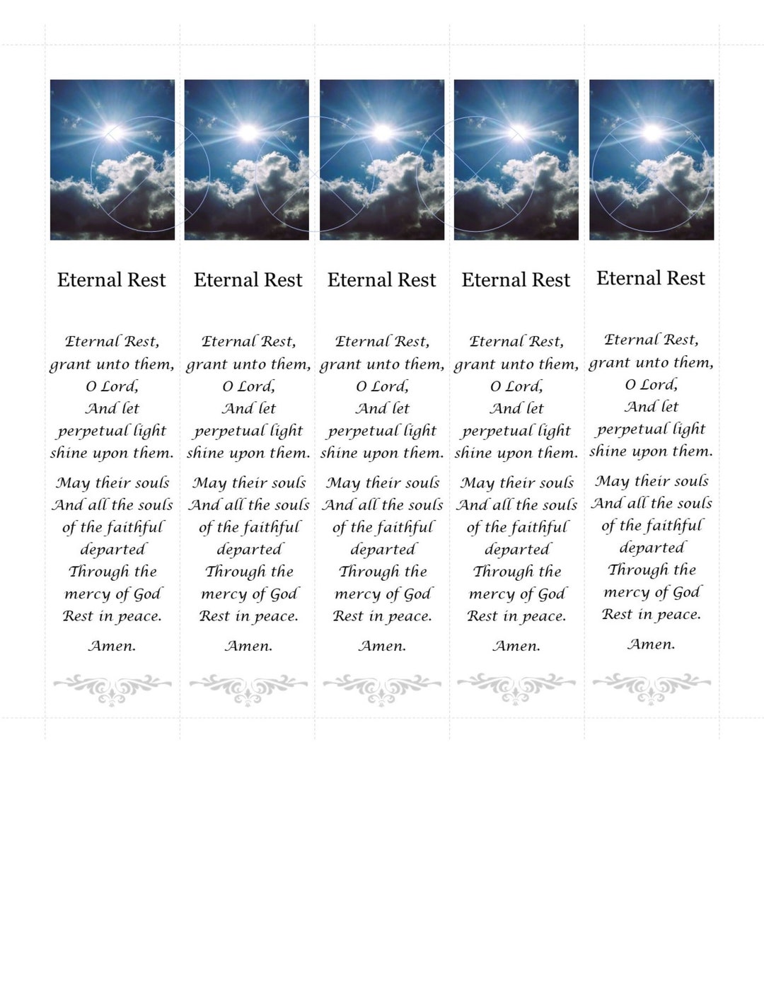 Eternal Rest prayer for the Deceased Bookmarks PDF Download - Etsy