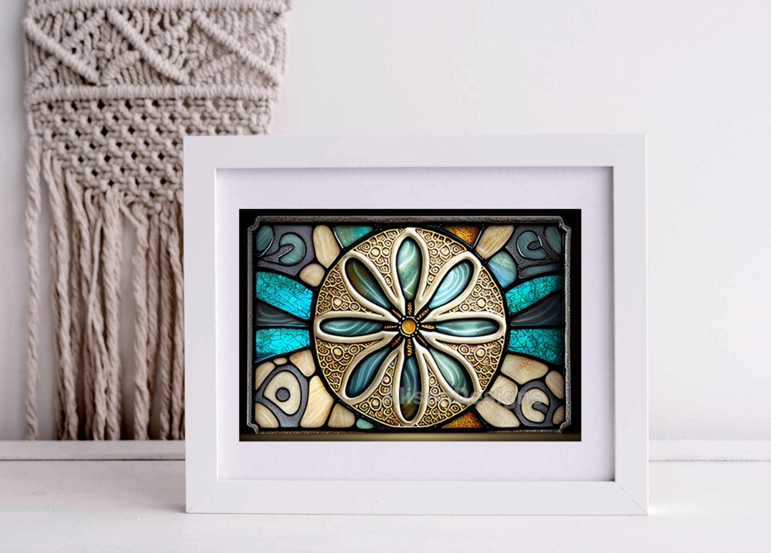 Sand Dollar Mosaic Stained Glass Image PNG-JPEG-PDF - Etsy