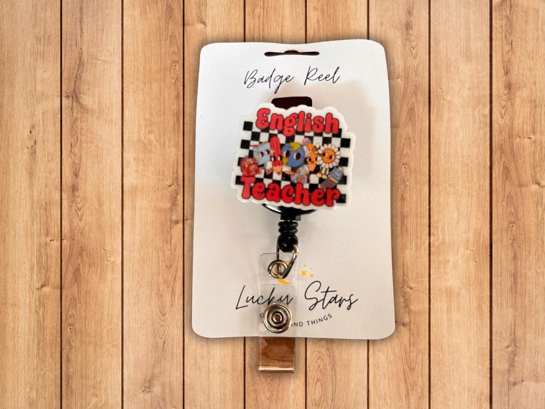 Retro English Teacher Badge Reel/retractable Badge Reel/teacher Badge ...