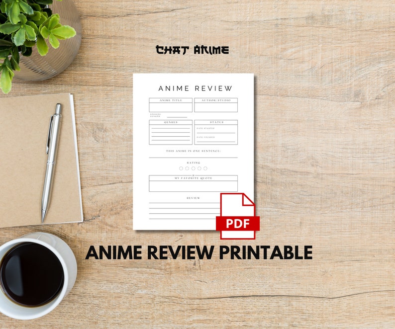 Anime Review Printable A4, A5, Letter Size PDF Anime Log Printable ...