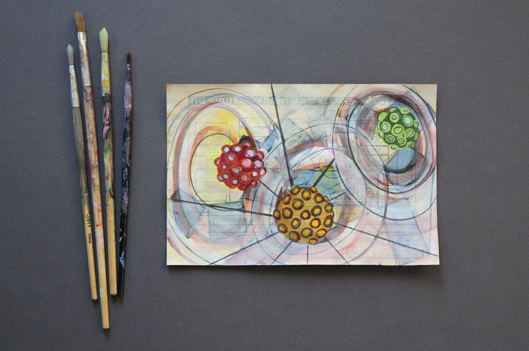 Science Art, Original Painting, Painting on Paper, Original Artwork ...